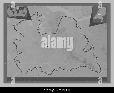 Utrecht, province of Netherlands. Grayscale elevation map with lakes ...