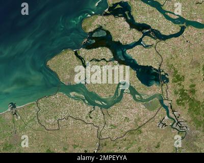 Zeeland, province of Netherlands. High resolution satellite map ...