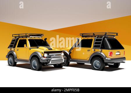 A powerful yellow Off-road car 4x4, safari, expedition off-roader ...