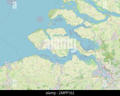Zeeland, province of Netherlands. Open Street Map. Locations and names ...