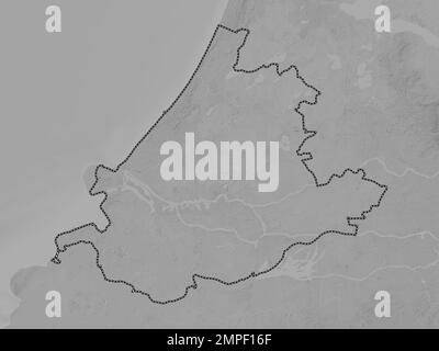 Zuid-Holland, province of Netherlands. Grayscale elevation map with ...