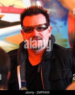 Bono and wife Alison Hewson attend the Glastonbury Music Festival ...