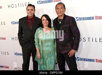 Wes Studi, Maura Dhu Studi and Kholan Studi at the premiere of ...