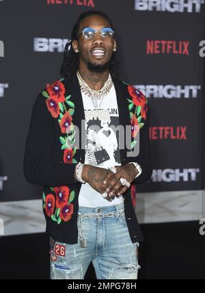 Offset, of Migos, arrives at the U.S. premiere of "Bright" at the ...