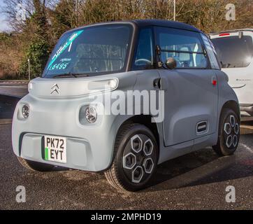 The compact EV (electric car) Citroen AMI on the street in Brera ...
