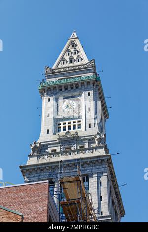 View of the historic Custom House skyscraper clock tower in skyline of ...