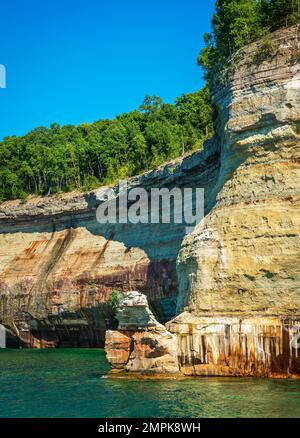 Scenic Pictured Rock Lakeshore from lake Superior Northern Michigan ...