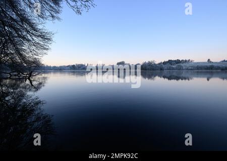 Loch Arthur, on a very cold, frosty morning, Beeswing, Dumfries and ...