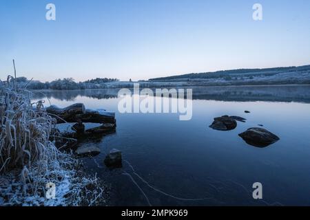 Loch Arthur, on a very cold, frosty morning, Beeswing, Dumfries and ...