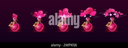 Love potion bottle animation sprite sheet isolated on background ...