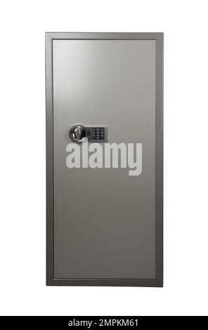 Big steel safe with electronic lock on white background Stock Photo - Alamy