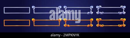 Empty rectangle frames in medieval style for game ui design. Vector cartoon set of user ...