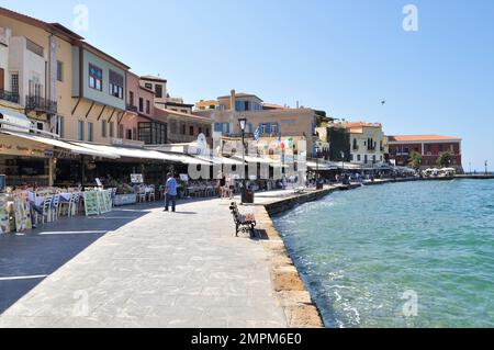 Old Town buildings around the Chania harbour Stock Photo - Alamy