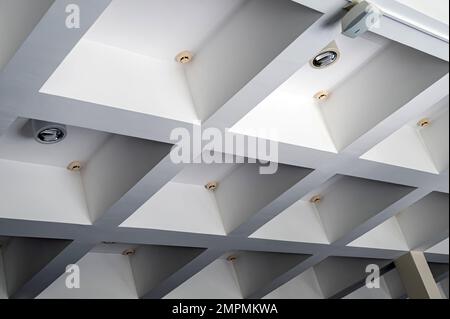 concrete structure ceiling, concrete with light and smoke detectors ...