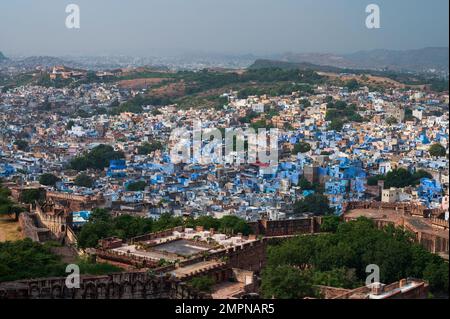 Top view of Mehrangarh fort with distant view of blue city Jodhpur ...