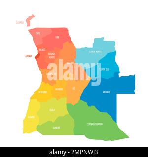 Angola political map of administrative divisions - provinces. Colorful ...