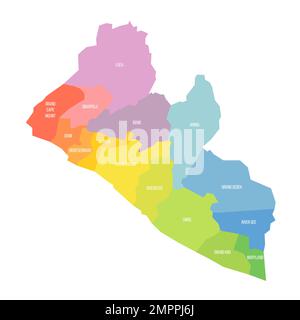 Liberia political map of administrative divisions Stock Vector Image ...
