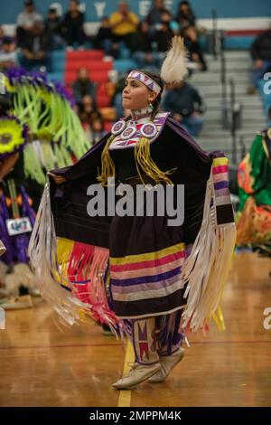 Native American from the Shoshone-Paiute Tribes participate in a Pow ...