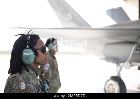 Senior Airman Chelsea Lewis, 493rd Aircraft Maintenance Unit crew chief ...