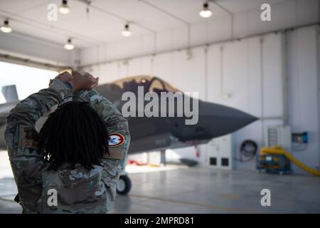 Senior Airman Chelsea Lewis, 493rd Aircraft Maintenance Unit crew chief ...