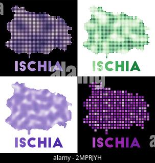 Ischia map. Map of Ischia in dotted style. Borders of the island filled ...