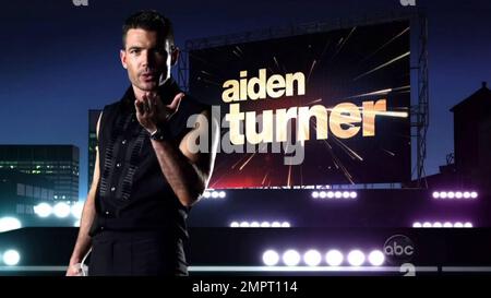 English actor Aiden Turner dances the Cha Cha Cha live with his partner ...