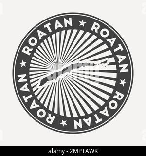 Roatan round stamp. Round logo with island map and title. Stylish ...