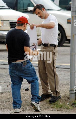 David Arquette goes over some documents on the set of "Scream 4" In the ...