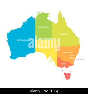 Australia, colored political map, with administrative divisions Stock ...