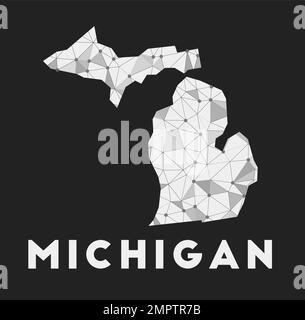 Network map of Michigan. US state digital connections map. Technology ...