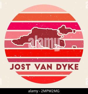 Jost Van Dyke logo. Badge of the island. Layered circular sign around ...