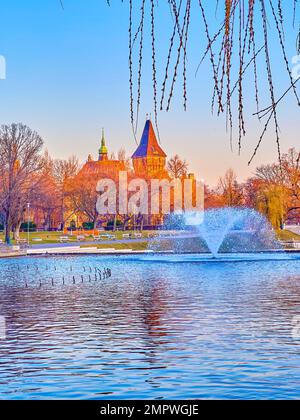 City park and old castle in Varazdin, Croatia, originally built in the ...