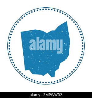 Ohio round rubber stamp with US state map. Vintage red passport stamp ...