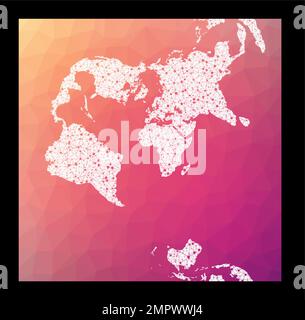 Vector world map. Transverse spherical Mercator projection. Plain world ...