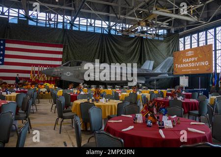 A U.S. Marine is served a meal during a birthday lunch at the Anderson ...