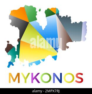 Mykonos icon. Polygonal map of the island in gradient ring. Round low ...