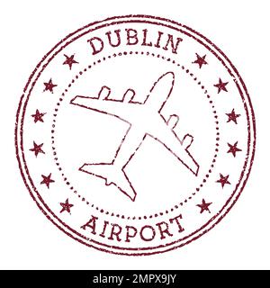 Dublin Airport stamp. Airport of Dublin round logo with location on ...