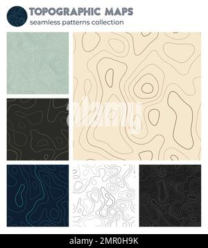Topographic maps. Beautiful isoline patterns, seamless design. Cool ...