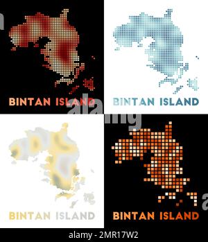 Bintan Island Dot Map. Digital Style Boundary Shape. Bintan Island ...
