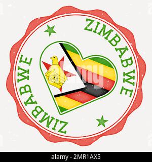 Zimbabwe heart flag badge. Made with Love from Zimbabwe logo. Flag of ...