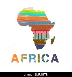 Africa map. Map of the continent with beautiful geometric waves in red ...
