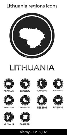 Lithuania Map. Lithuanian Country Map. Black and White National Nation ...