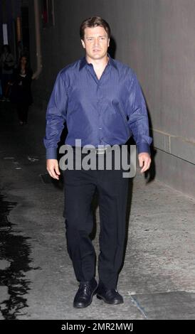 Canadian-born actor Nathan Fillion greets fans outside the Jimmy Kimmel ...