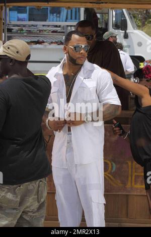 Flo Rida on the set of his new music video. Miami Beach, Florida - 10. ...