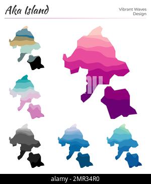 Aka Island map. Collection of map of Aka Island in dotted style. Vector ...