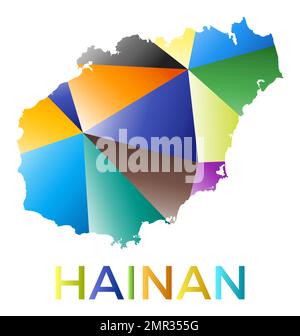 Hainan map design. Shape of the island with beautiful geometric waves ...