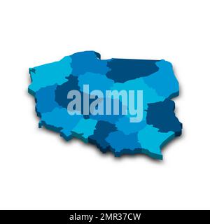 Poland political map of administrative divisions - voivodeships. 3D ...