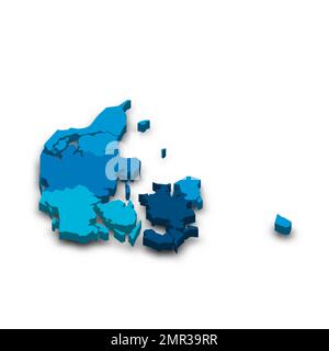 Denmark political map of administrative divisions - regions. Solid ...
