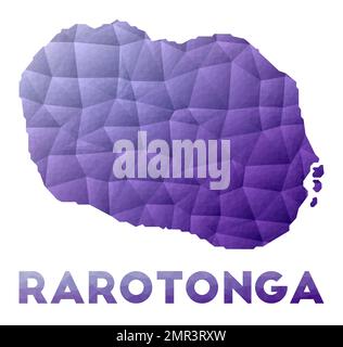 Rarotonga icon. Polygonal map of the island in gradient ring. Round low ...