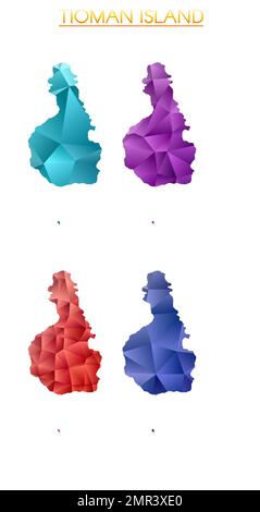 Tioman Island map. Collection of map of Tioman Island in dotted style ...